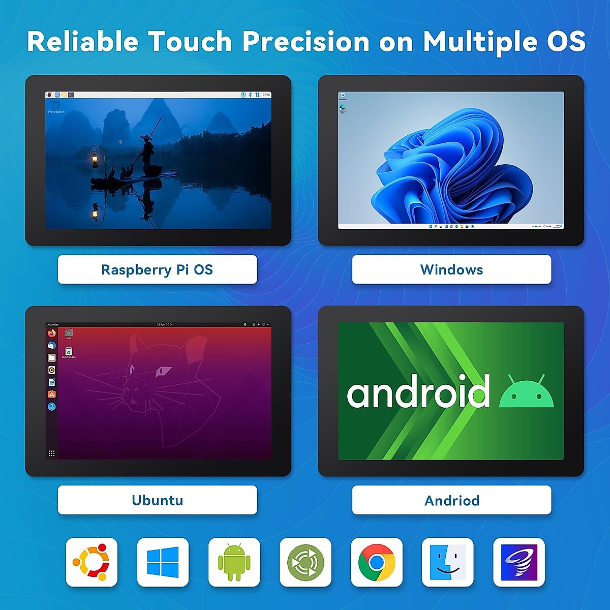 SunFounder Latest 10 Inch DIY Touch Screen for Raspberry Pi 5, IPS HD 1280x800 LCD, HDMI, DC 12V/5A, Output 5V/5A, 10-Point Touch, No Driver, Dual Speakers, 16:10, Compatible with RPi 5/4/3/Zero 2W