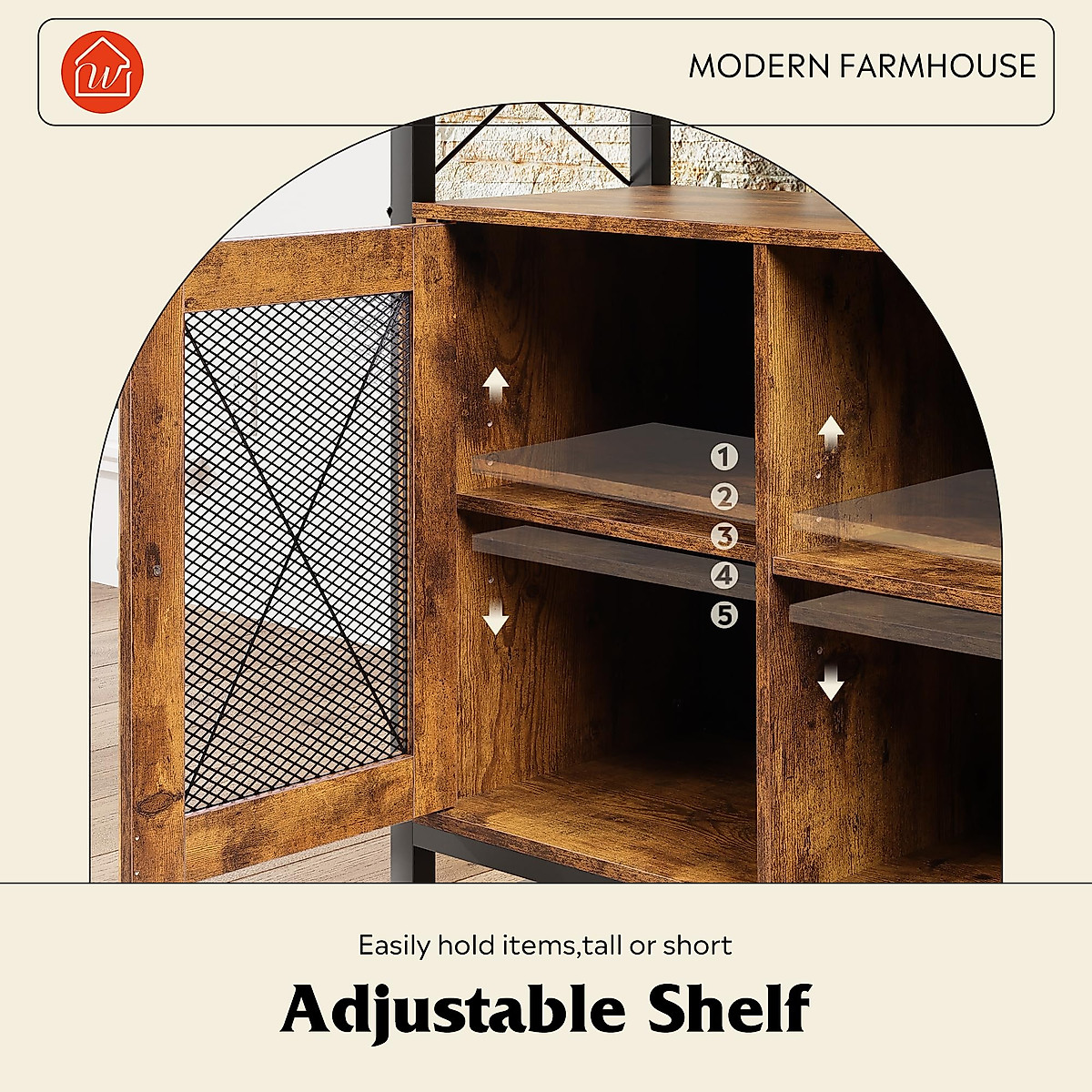 WLIVE TV Stand 55 inch TV, Tall Entertainment Center with Storage, Farmhouse Industrial TV Console for Bedroom Living Room, Rustic Brown