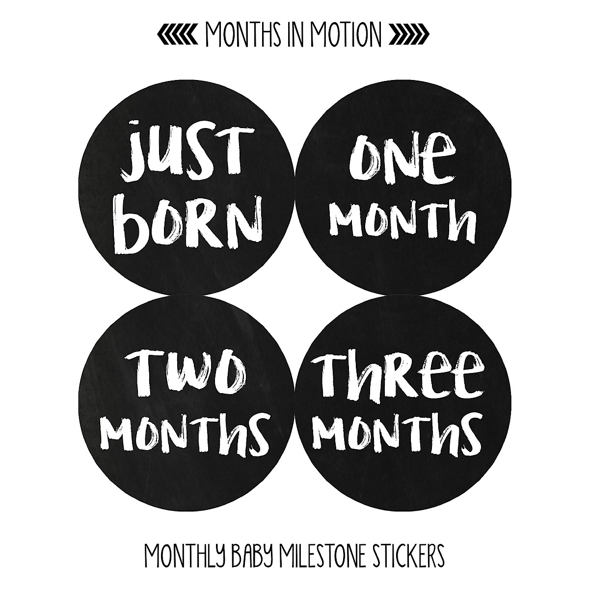 Months In Motion Baby Monthly Milestone Stickers - First Year Set of Baby Month Stickers for Newborn Photo Keepsakes (Gender Neutral - Boy or Girl Set of 20)