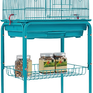 Topeakmart Open Play Top Bird Cage Large Parakeet Parrot Cage w/Detachable Stand for Budgies Finches Canaries Lovebirds, 64inch