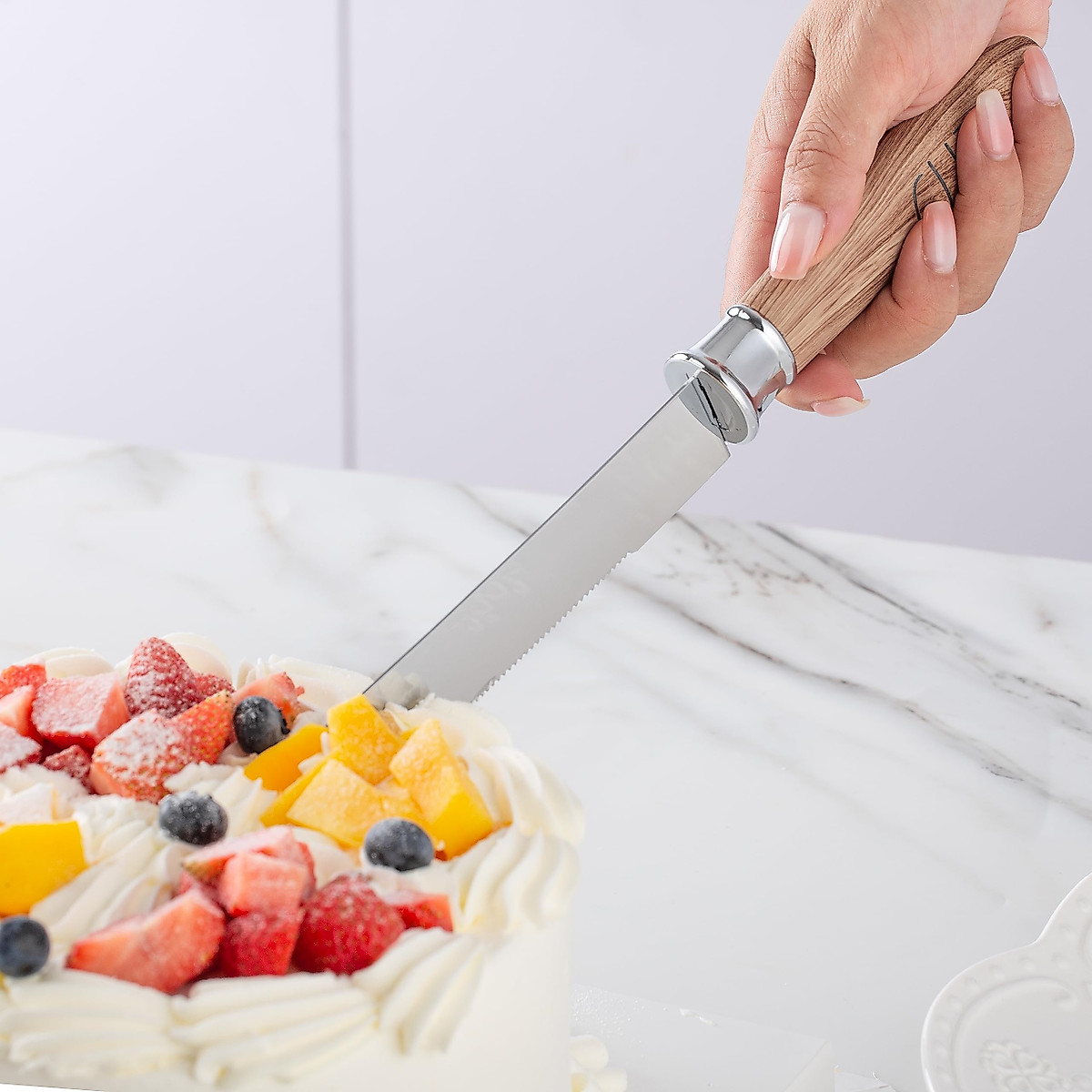 Rae Dunn Pie and Cake Cutting Set for Wedding - Cake Knife and Server Set with Thickened Stainless Steel and Rounded Edges, Cake Cutter and Pie Spatula for Birthday Anniversary Christmas Set of 2