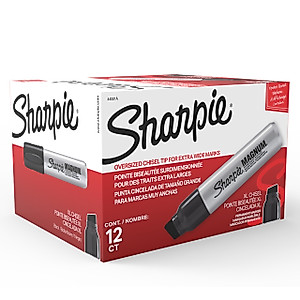 Sharpie Magnum Permanent Markers, Chisel Tip, Black, (Pack of 12)