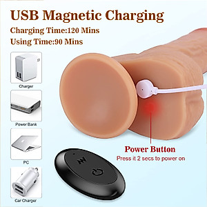 8.5 Inch Thrusting Realistic Dildo for Women with 3 Telescopic Speeds 9 Vibration Modes Independently Remote Control, Silicone Vibrator for G Spot Clitoral Anal Stimulation Huge Penis Adult Sex Toy