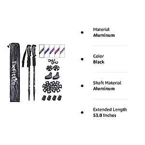 TheFitLife Nordic Walking Mountaineering Anti Shock Hiking Trekking Walking Trail Poles, 2-Pack, Folding Collapsible Alpenstocks, Ultralight for Travel Mountaineering