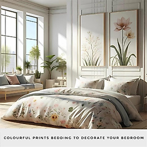 REALIN Sophisticated Rose Blooming Rose Bedding Floral Rose Duvet Cover Set Girl Boy Kids Bed Sets 3/4PCS Quilt Covers/Sheets/Pillow Shams,Twin/Full/Queen/King (C,King-229x259cm-4PCS)