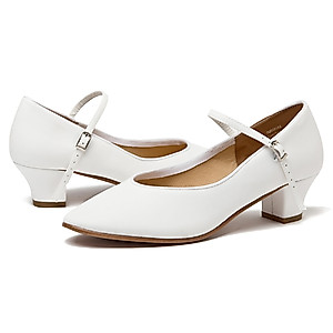 Danzcue Adult 1.5 Inch Character Dance Shoes, White, 8 M