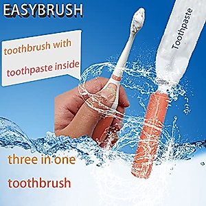 LongSun Portable Travel Size Toothbrush with Toothpaste Built in – Handy Convenient Multifunctional Toothbrush for Family Teens Travelers Easy to Carry