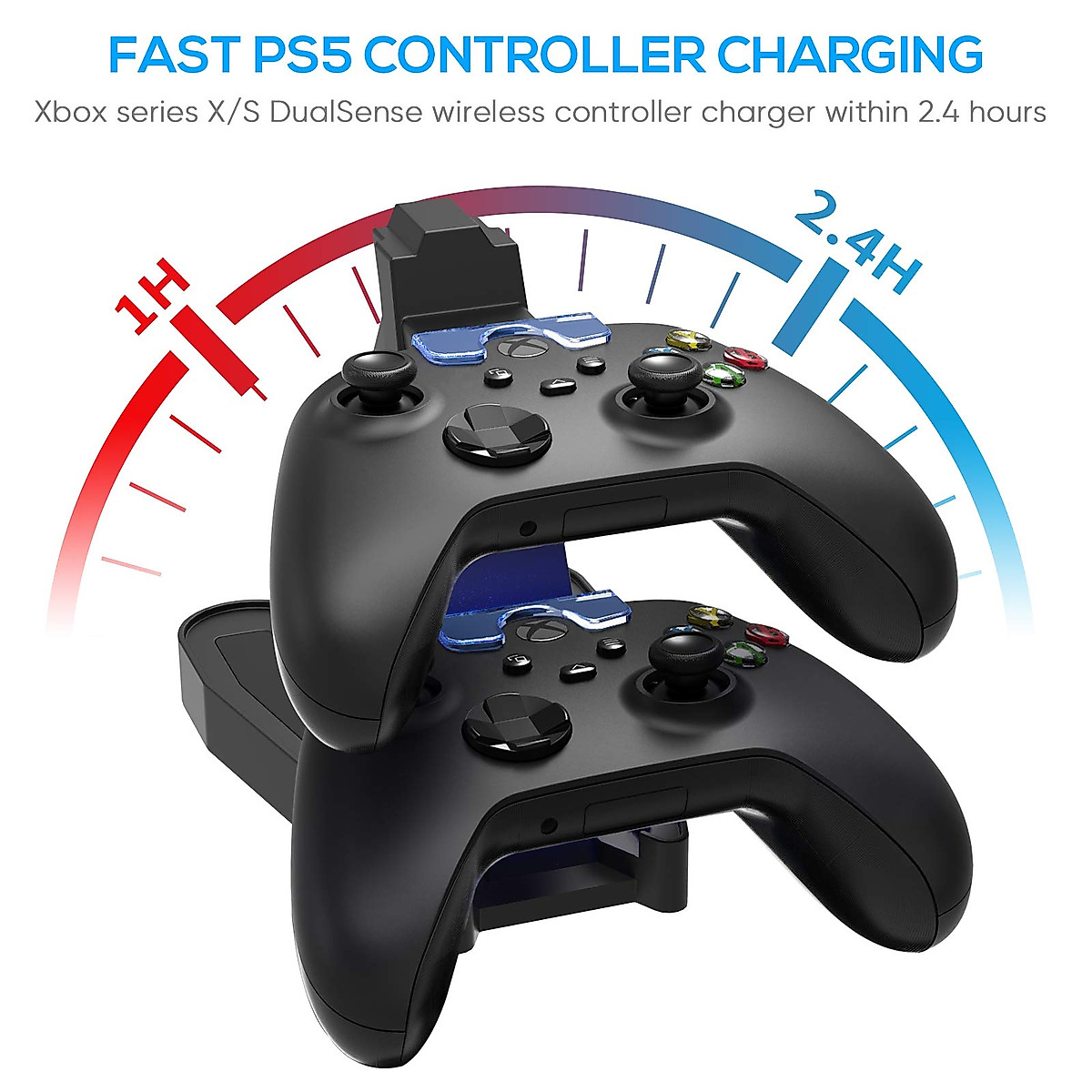 Dual Controller Charger Station for Xbox Series X/S, Charging Dock Bracket Stand for Xbox Serie S/X with 2X1400 mAh Rechargeable Battery Packs and USB C Port Charging Cable for Xbox Series X/S