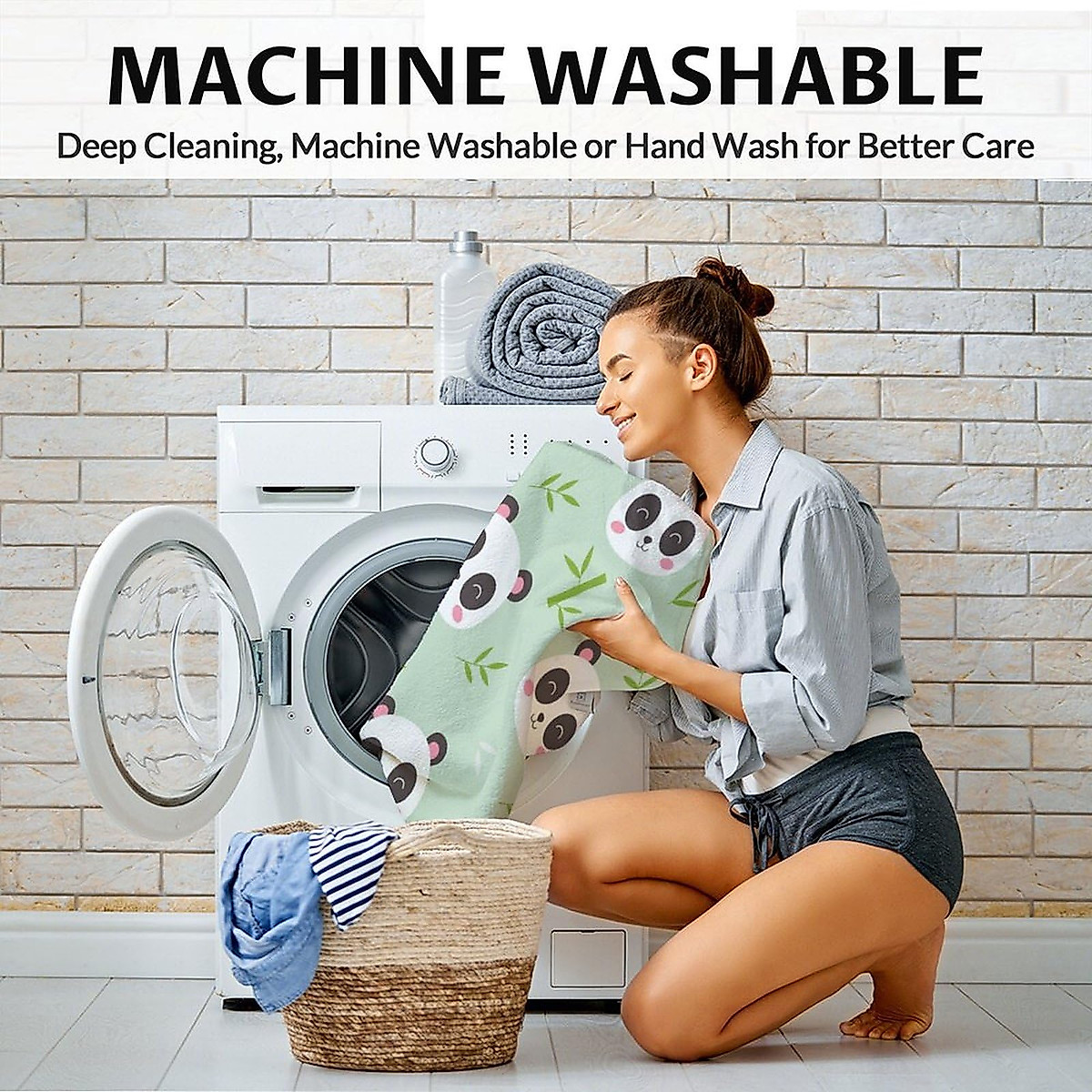 Panda Blanket Gifts - 40x50 Inches Cute Throw Blanket for Kids, Girls & Boys - Green Soft Fuzzy Blankets for Couch, Sofa & Bed