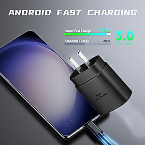 USB C Fast Charger for Samsung 25W Android Phone Charger 2 Pack Wall Charger Block with 6.6Ft Fast Charging Cable for Samsung Galaxy S23 Ultra, S23+/S23/S22/S21/S20/Note 20/Note 10