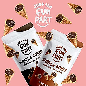 Just The Fun Part, Bite-Size Crispy Mini Waffle Cones with Premium Belgian Chocolate, Great for Snacks, Dessert, Grab & Go - Kosher, Milk Chocolate (Pack of 1)