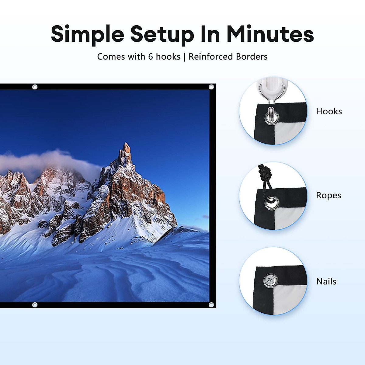 100 inch Projection Screen, 16:9 Foldable Anti-Crease Portable Projector 4K Movies Screens Indoor Outdoor Projection Video Projector Screen for Home, Party, Office, Classroom