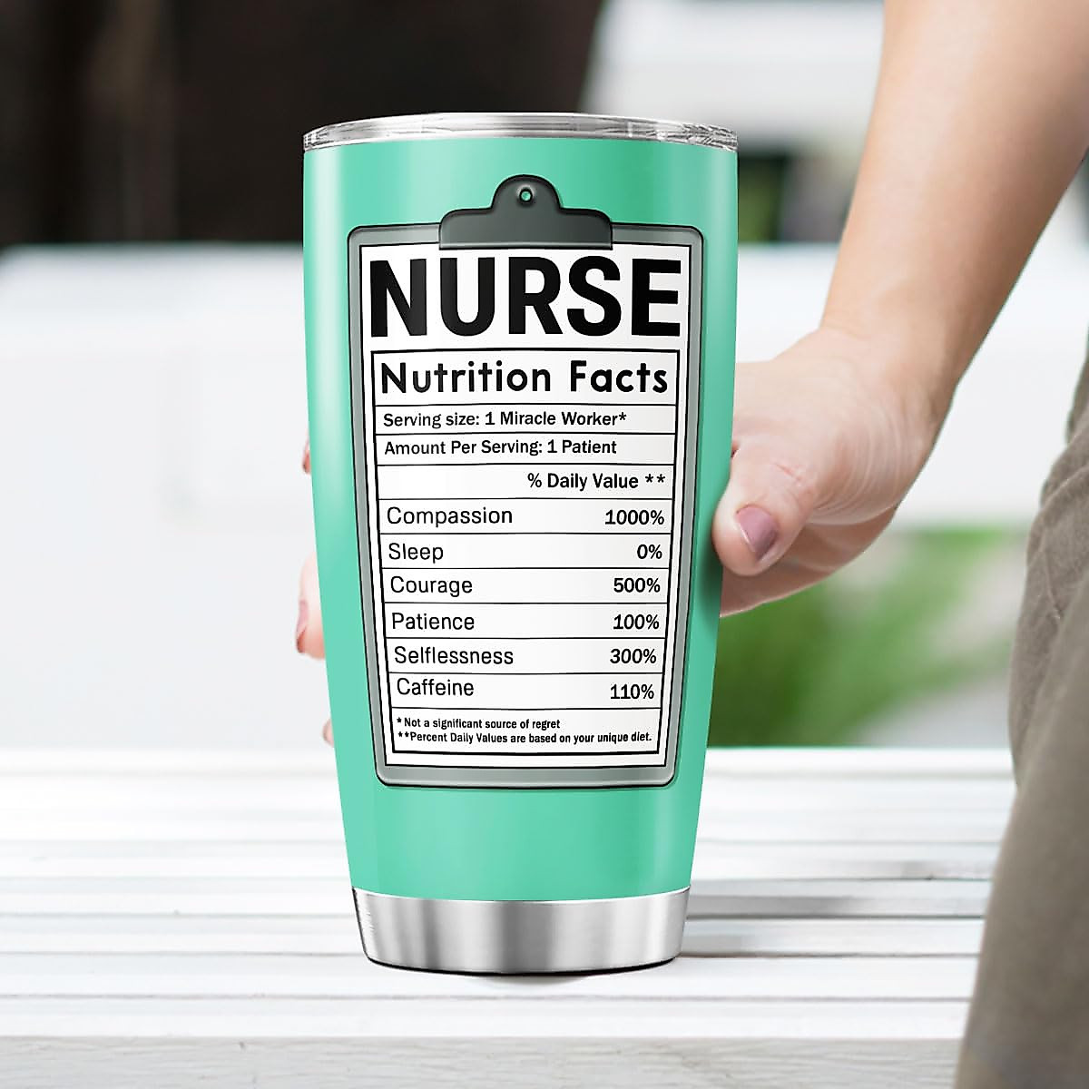 JENOIS Nurse Nutrition Facts, Tumbler 20 Oz With Lid And Straw, Women Coffee Nurses Week School For Nursing Cups Tumblers, Nurse Gifts