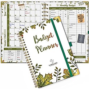 SARHAMS Budget Planner 5.8 x 8.1 Inches with 2 Pockets – Portable Undated Budget Book with Bill and Expense Tracker – 12 Month Planner to Track 2023 2024, Organize and Plan Your Finances