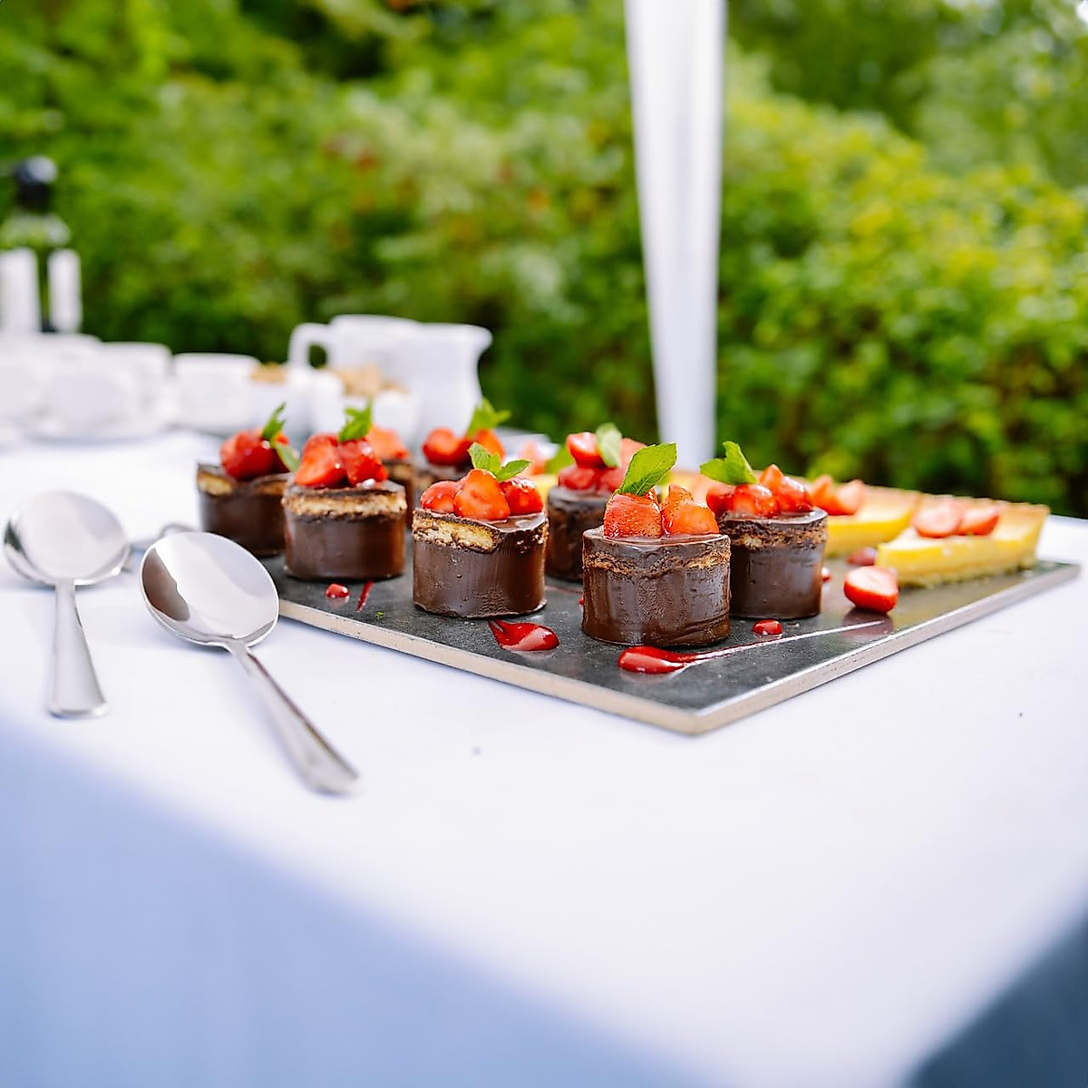 VIVANI Serving Spoon Set, 8.5 inches Serving Spoons Stainless Steel x 2, Slotted Serving Spoons x 2, Serving Utensils Set for Parties Buffet Banquet