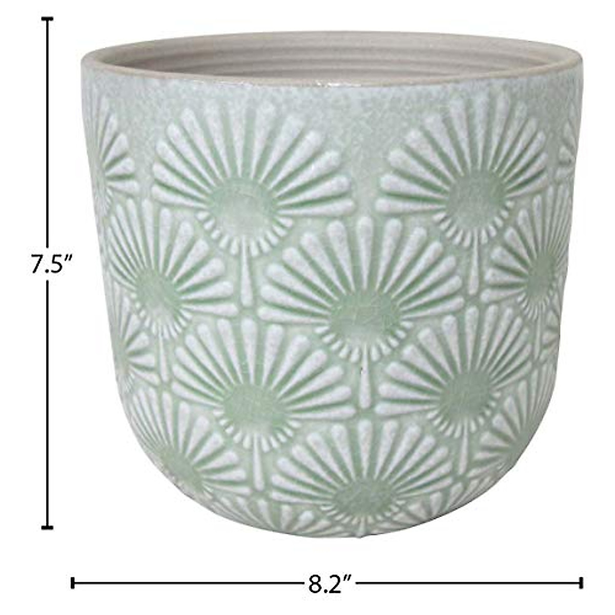 Amazon Brand – Stone & Beam Large Fan-Embossed Planter, 7.5"H, Seafoam Green