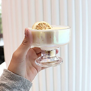 Small Trifle Bowl Clear Glass - Set of 6 Ice Cream Bowl for Fruit Dessert Salad 3.9" Serving Bowls 8oz Wide Mouth Glass Cups with Stand (transparent)