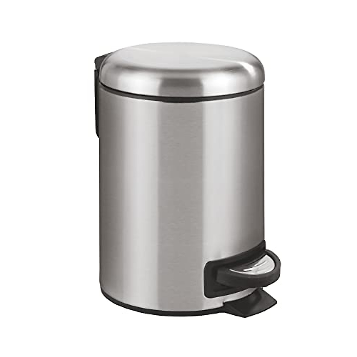 WENKO Basket, 0.79 Gal, Small Trash Can with Lid and Pedal, Garbage Bin for Bathroom with Removable Inner Bucket, Stainless Steel, Easy Close, 9.84 x 8.86 x 6.69, Silver