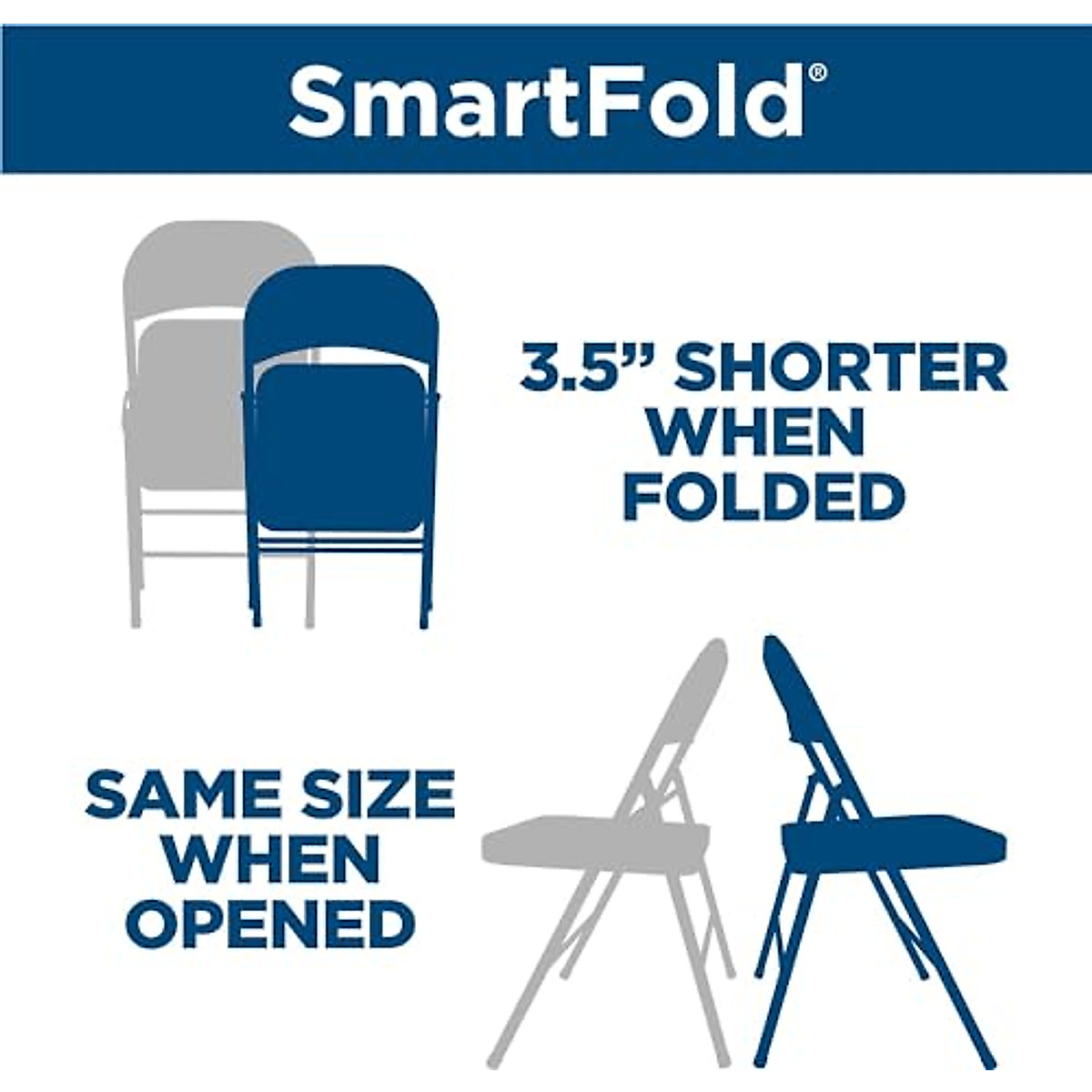 COSCO SmartFold All-Steel Folding Chair, 4-Pack, Black