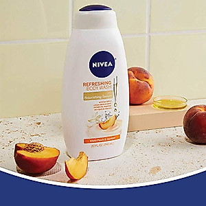 NIVEA White Peach and Jasmine Body Wash with Nourishing Serum, Pack of 3, 20 Fl Oz