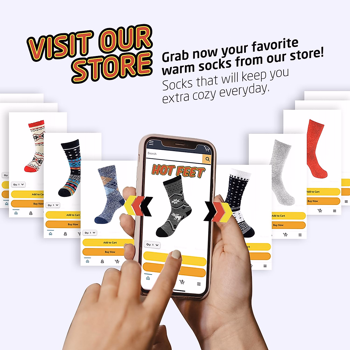HOT FEET Thermal Socks For Women - Warm & Thick Insulated Crew Socks for Cold Winter Weather, Cute Colorful Womens Warm Socks. Black/Snowflake