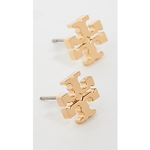Tory Burch Women's Logo Stud Earrings, Shiny Gold, One Size