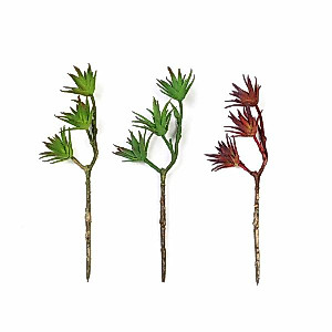 Tableclothsfactory Set of 3 | 13” Assorted Artificial Succulent Plants Yucca Aloe Vera Long Stem Mini Green Plants