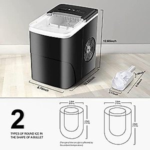 Ice Makers Countertop Ice Machine Maker Countertop for Home/Office/Camping/Mini/Small/Table Top/Tabletop/Electric with Spoon, 26.5 lbs in 24h