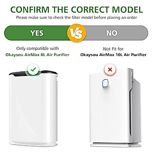 isinlive True HEPA Replacement Fil-ter Compatible with Okaysou AirMax 8L Air Puri-fier, 3-in-1 H13 True HEPA Fil-tration System