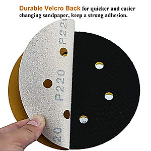 Aiyard 6-Inch 6-Hole Hook and Loop Sanding Discs, 60/80/100/120/150/220/320/400/600/800 Assorted Grits Sandpaper for Random Orbital Sander, 100-Pack