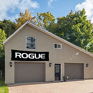 Felizer Fitness Gym Banner in Black Flag (2x8ft, Anti-fade Poly?150D) Double Stitched Tapestry with Two Brass Grommets For Garage/Man Cave/Dorm/Room