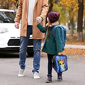 Insulated Lunch Bag for Kids, Boys Girls Lunch Box, Cute Cat Lunch Bag with Shoulder Strap, School Bento Lunch Box for Kids Toddlers Teens, Aesthetic Black Reusable Cooler Thermal Meal Tote Kit