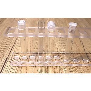 Ackers Transparent Acrylic Test Tube Bottle Small Glass Holder,Built-in Handle, 25 Tube Capacity, 0.7" (18mm) Holes for 10ML Test Tubes