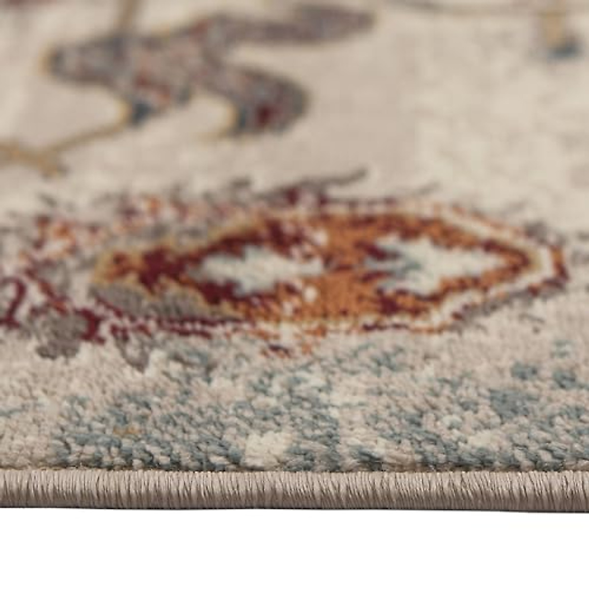 AMER Rugs Allure Collection, 8x10 Area Rug, Rectangular Oriental Rugs for Living Room, 0.38" Low Pile Indoor Rugs for Dining Room, Bedroom, Kitchen, Office, High Traffic Area - Elina Beige