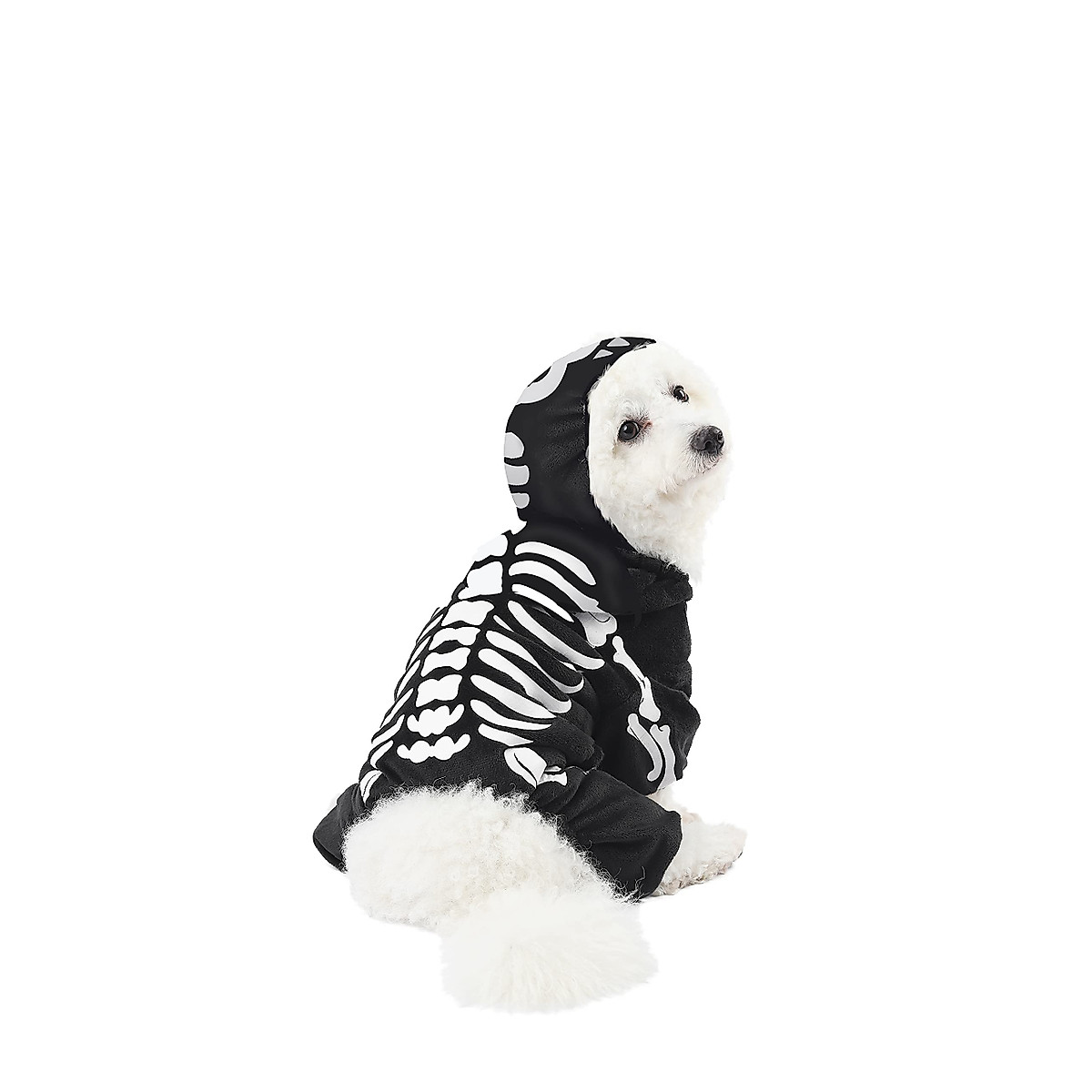Spooktacular Creations Pet Dog Plush Skeleton Hoodie Costume for Halloween Dress Up Party, Pet Carnival, Outdoor Play (Small)