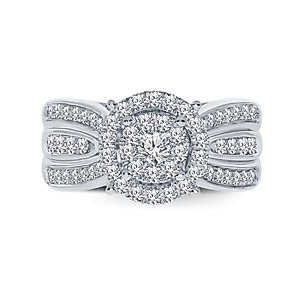 10K White Gold 1 Carat Real Diamond Engagement Ring Wedding Bridal Ring Fine Diamond Jewelry (1 Ct, H-I Color, I1-SI2 Clarity), Size 7