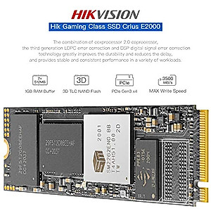 Hikvision E2000 512GB M.2 SSD NVMe PCIe Gen3, Internal Solid State Drive, 3D NAND, Up to 3,500MB/s, 3 Year Warranty