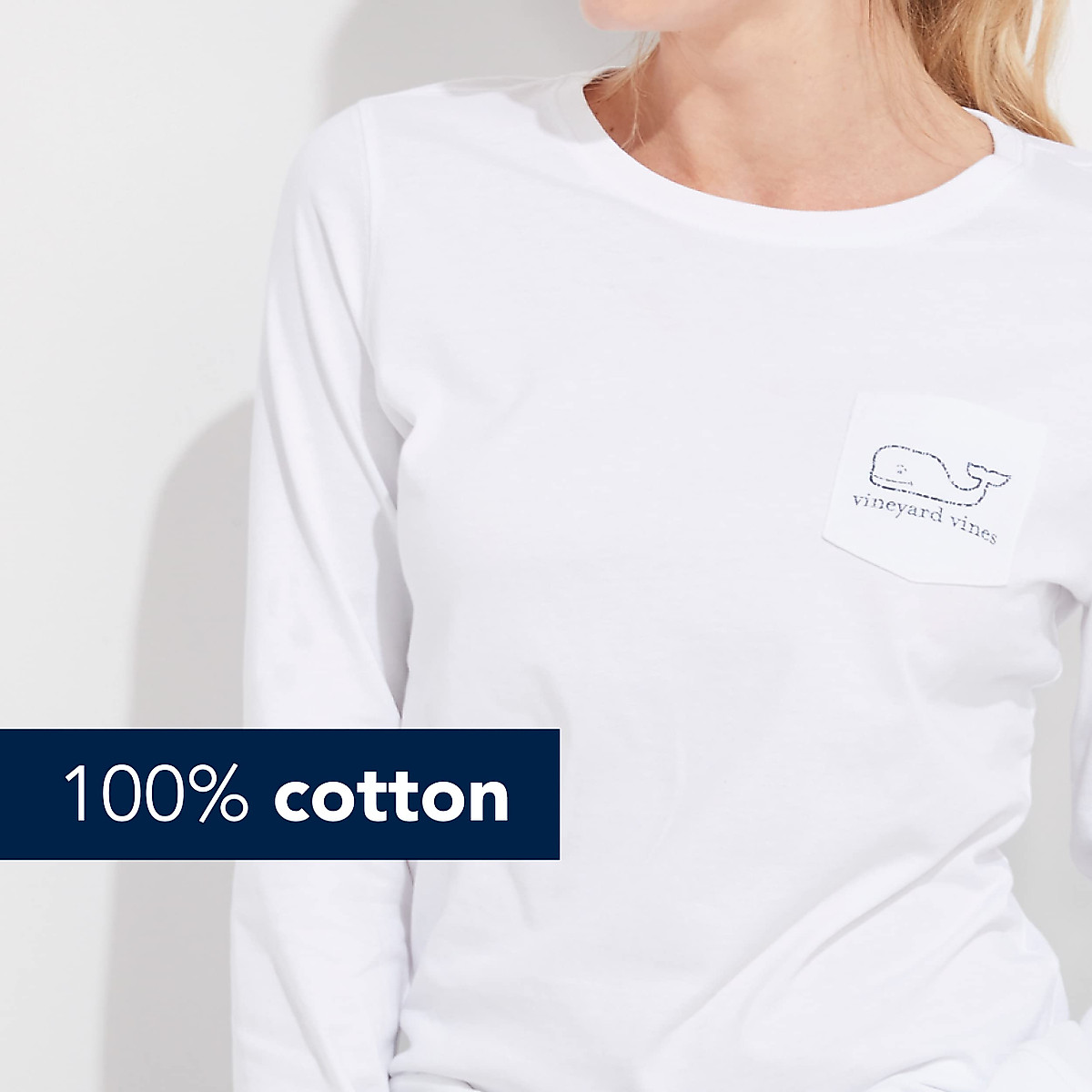 vineyard vines Women's Long-Sleeve Vintage Whale Pocket Tee, Flamingo, XX-Small