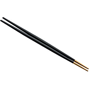 Chanjiso Creative Metal Chopsticks,5 Pairs 304 Stainless Steel Japanese Pointed Sushi Tableware Non Slip Chopsticks Gift… (Five black gold heads)