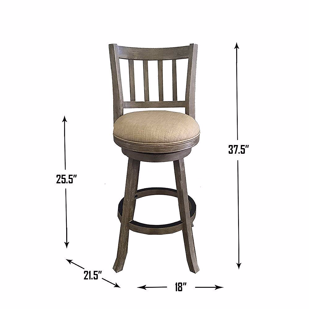 Boraam Sheldon Counter Height Stool, 24-Inch, 1-Pack, Driftwood Wire-Brush and Oatmeal