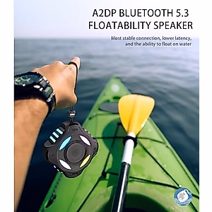 Waterproof Bluetooth Speaker IPX7, Shower Speaker with Multi-Color Light,Floating, Loud HD Stereo Sound, Robust Bass, Portable Speaker with 24H Playtime for Kayak Canoe Beach Trip, Gifts for Men,Women