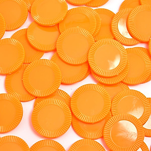 Smartdealspro 64pcs 32mm/1.26 Inch Opaque Plastic Learning Counters Disks Mini Poker Chips Game Tokens with Storage Box (Orange)