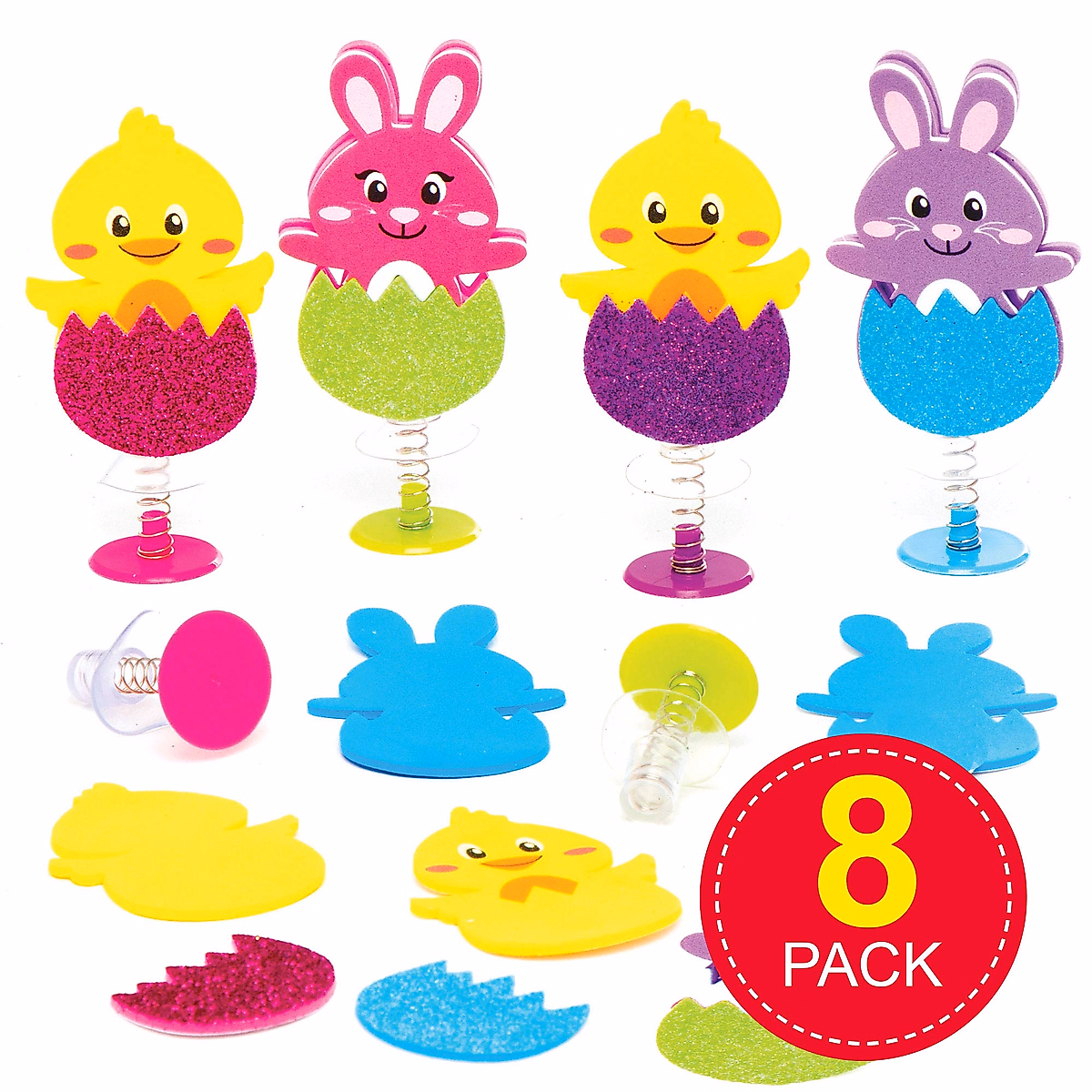 Baker Ross AT498 Easter Jump up Kits - Pack of 8, Craft Activities for Kids to Assemble, Decorate and Display Great as a Gift for Creative Children