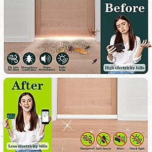 Door Draft Stopper, 36.7" Adjustable PVC Under Door Draft Stopper Door Seal Weather Stripping — Energy Saving Door Draft Blocker Door Sweep for Reduce Noise, Cold Air, Dust, Smoke, Wind | White