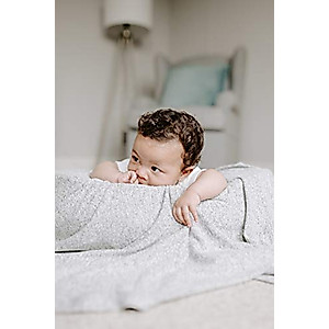 aden + anais Snuggle Knit Newborn Gift Set with Knotted Baby Gown, Swaddle Blanket, Infant Hat, and Bandana Bib, 0-3 Months, Heather Grey