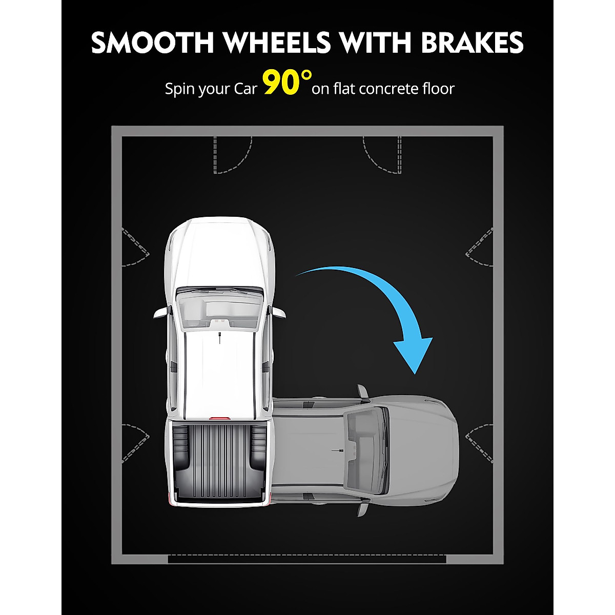 DEXSO 4 Tire Wheel Dolly Car with 8000 lbs Capacity, Manganese Steel Heavy Duty Car Mover Wheel Dollies Set of 4 with Antiskid Plate & 360 Degree Rotatable Wheel, 16"*13", Blue