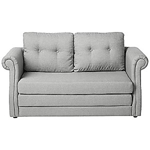 US Pride Furniture Modern Fabric Upholstered Reversible Loveseat with Sofa Bed and Tufted Finish Gray