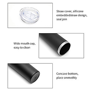 HASLE OUTFITTERS 20 oz Skinny Tumblers Bulk Set, Stainless Steel Insulated Slim Tumblers with Lids, Reusable Double Wall Travel Coffee Mugs, Durable Powder Coated Travel Water Cups(Black, 8)