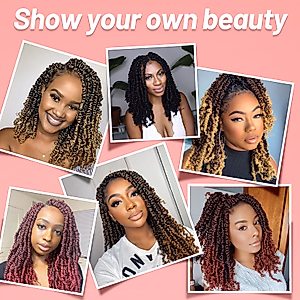 Pre-twisted Passion Twist Crochet Hair 8 Inch 8 Pack Pre-looped Crochet Passion Twist Hair Short Crochet Hair for Women Boho Crochet Hair Braids 1B/27