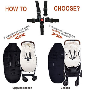 KZ Dotnz Winter Footmuff for Stroller, Front Panel Removeable Multifunction Stroller Blanket, Perfect Cold Weather Stroller Accessory, Cozy Fleece Stroller Sleeping Bag/Stroller Footmuff